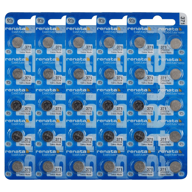 Renata 371 SR920SW Batteries - 1.55V Silver Oxide 371 Watch Battery (50 ...