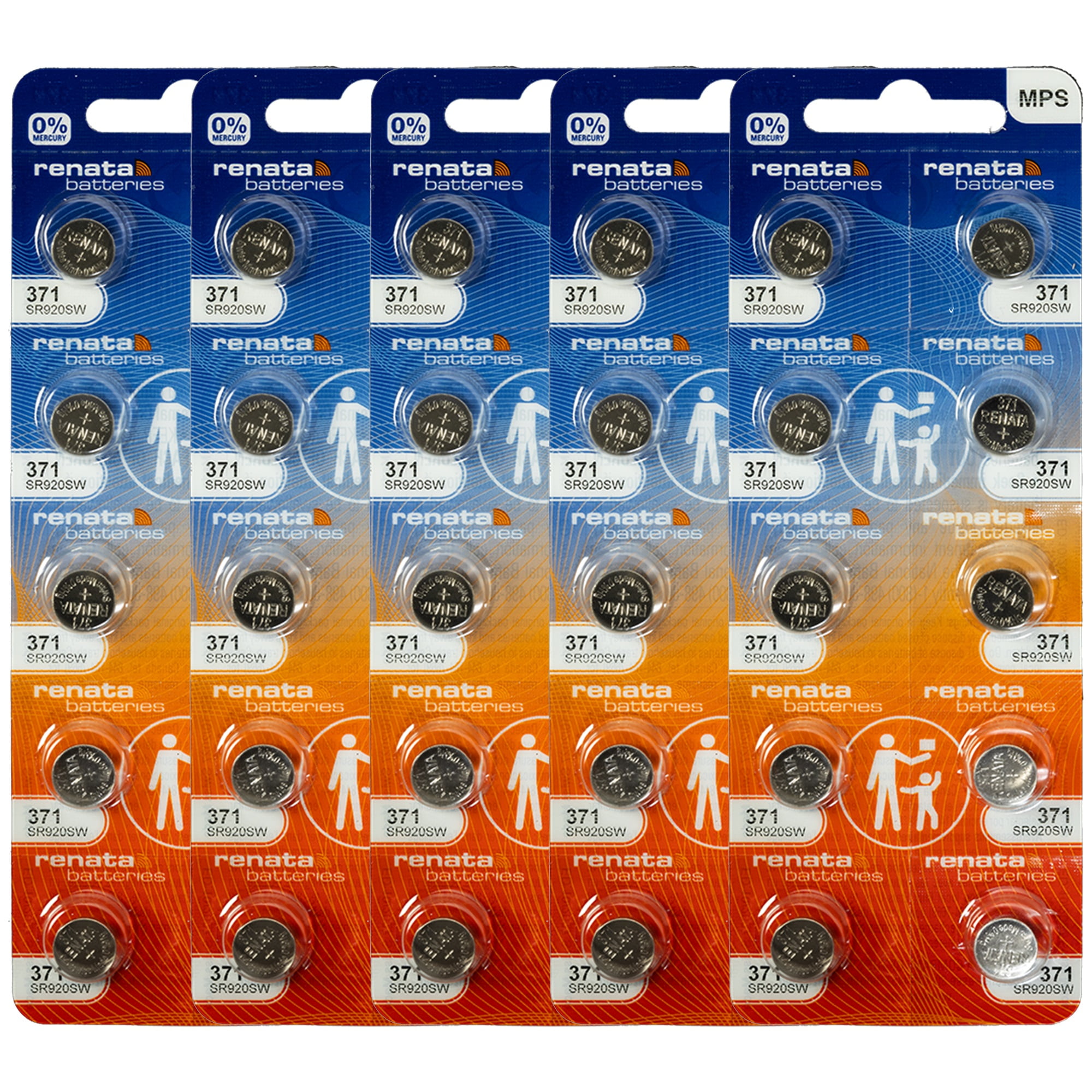 Renata 371 SR920SW Batteries - 1.55V Silver Oxide 371 Watch Battery (50 ...