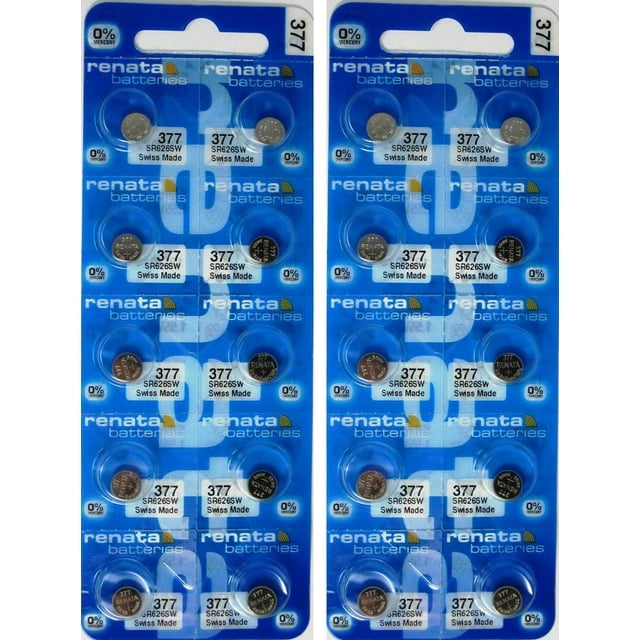 Renata 377 SR626SW Batteries - 1.55V Silver Oxide 377 Watch Battery (20 ...