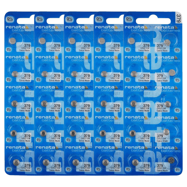 Renata 379 SR521SW Batteries - 1.55V Silver Oxide 379 Watch Battery (50 ...