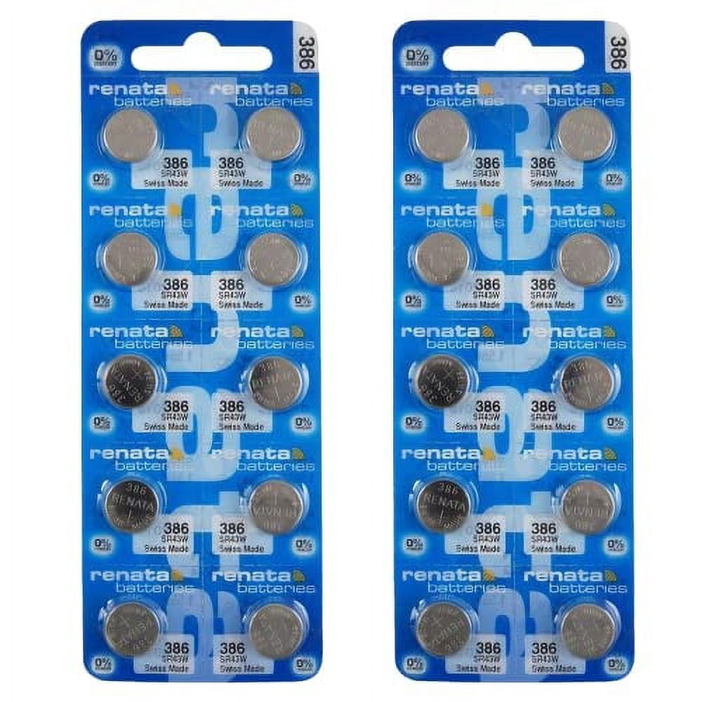 Renata 386 SR43W Batteries - 1.55V Silver Oxide 386 Watch Battery (20 ...