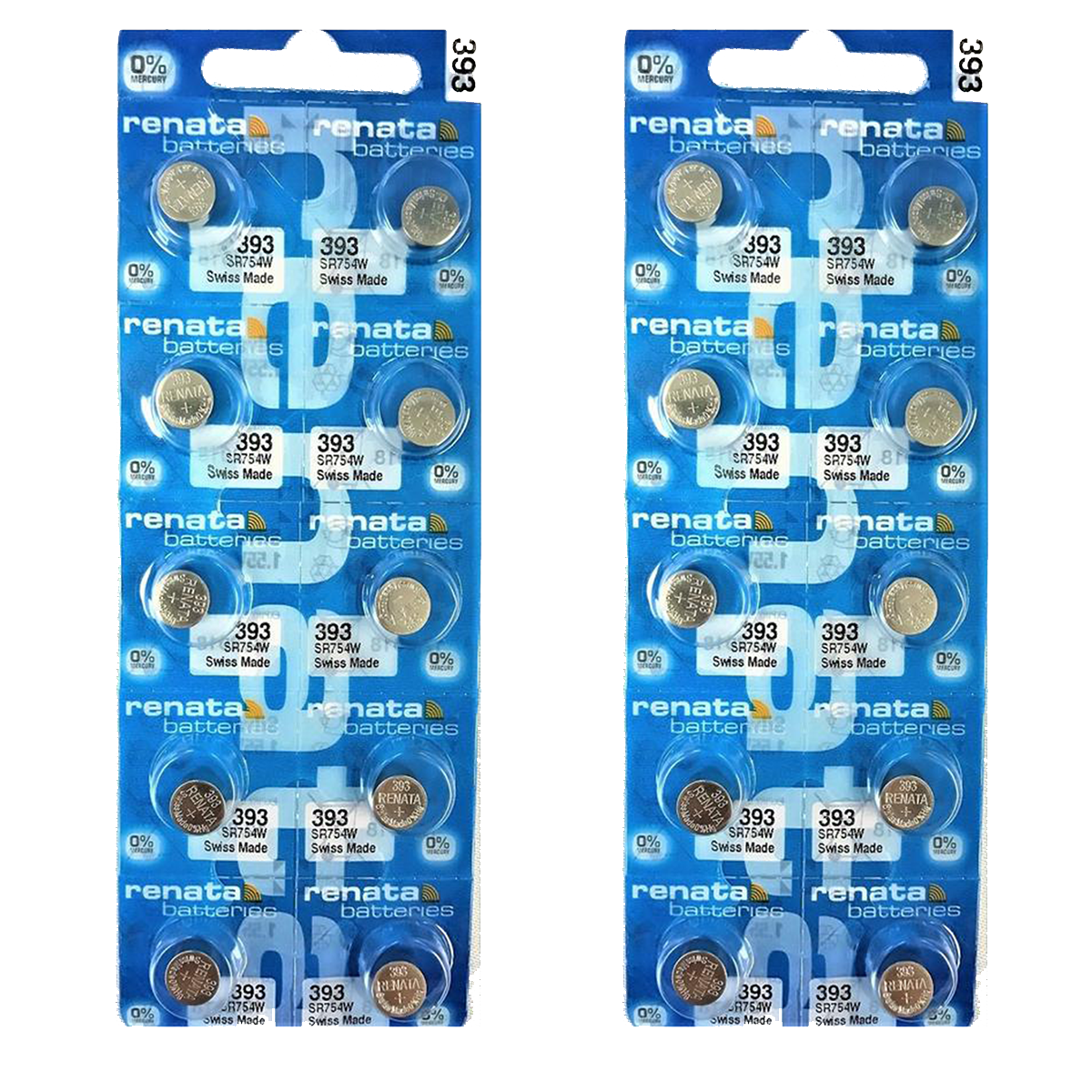 Renata 393 SR754W Batteries - 1.55V Silver Oxide 393 Watch Battery (20 ...