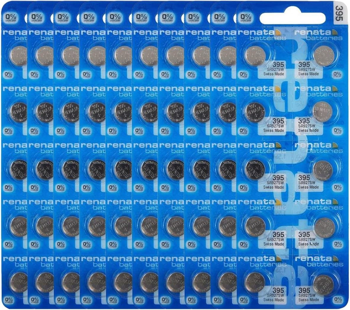 Renata 395 SR927SW Batteries - 1.55V Silver Oxide 395 Watch Battery (100 Count) - Walmart.com