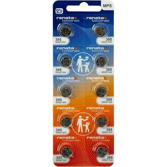 Renata 395 SR927SW Batteries - 1.55V Silver Oxide 395 Watch Battery (2 ...