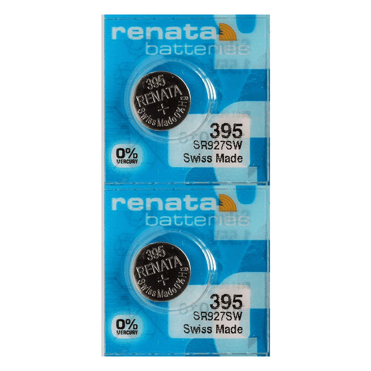 Renata 395 SR927SW Batteries, 1.55V Silver Oxide Watch Battery, 2 Count ...