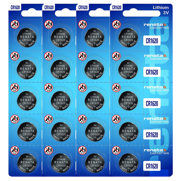 Renata CR1620 Batteries - 3V Lithium Coin Cell 1620 Battery (20 Count) - Walmart Business Supplies