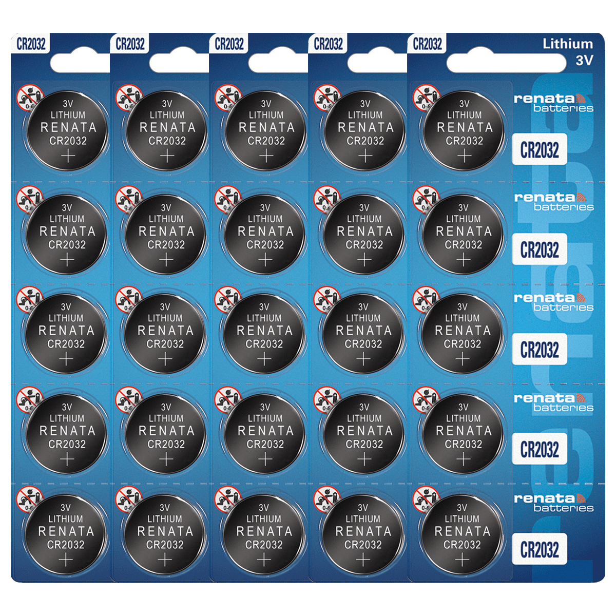 Renata CR2032 Batteries - 3V Lithium Coin Cell 2032 Battery (25 Count ...