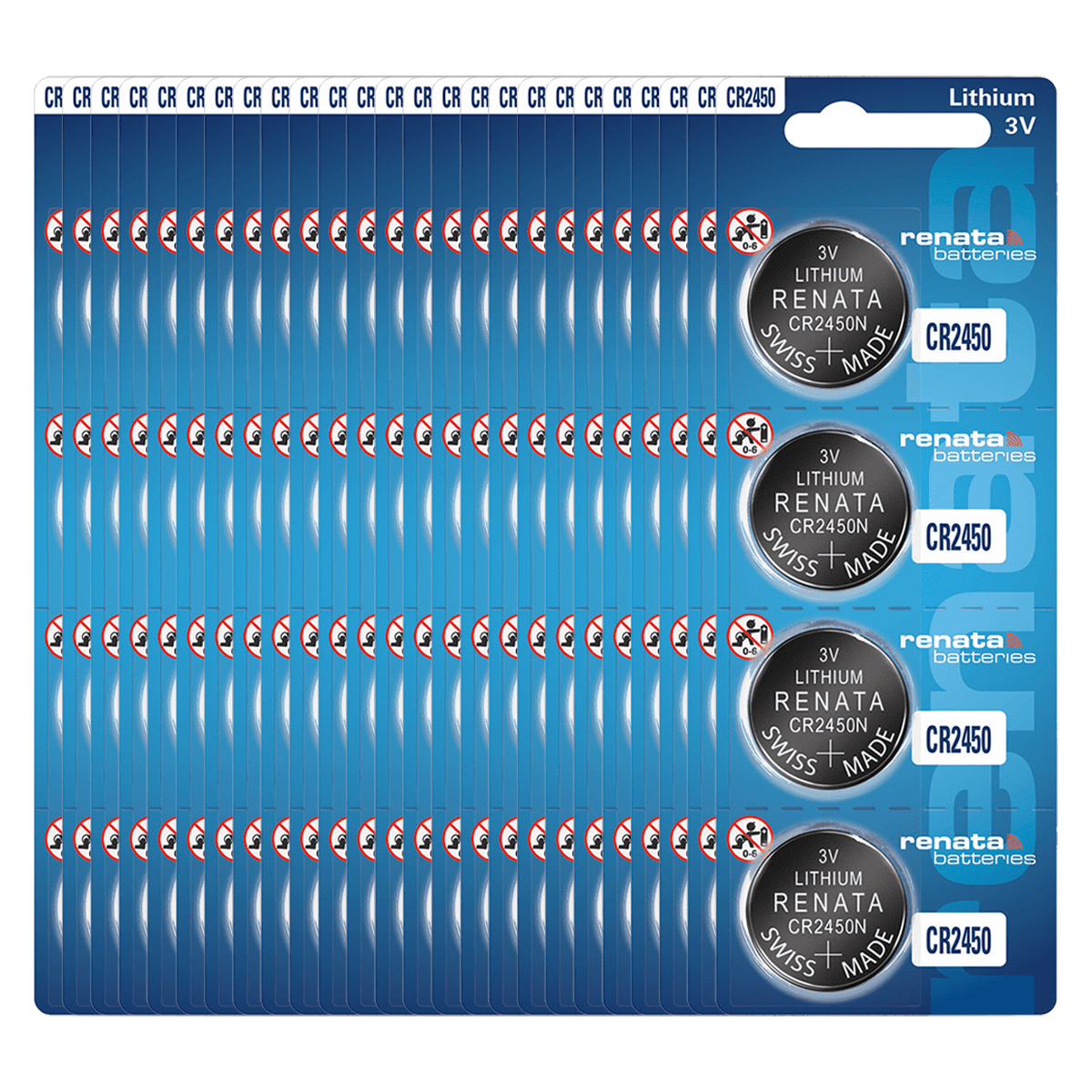 Renata CR2450 Batteries - 3V Lithium Coin Cell 2450 Battery (100 Count ...