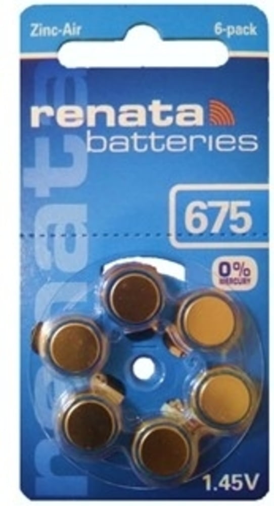 Renata Size 675 0% Mercury Hearing Aid Batteries with Blue Tab Pack of ...