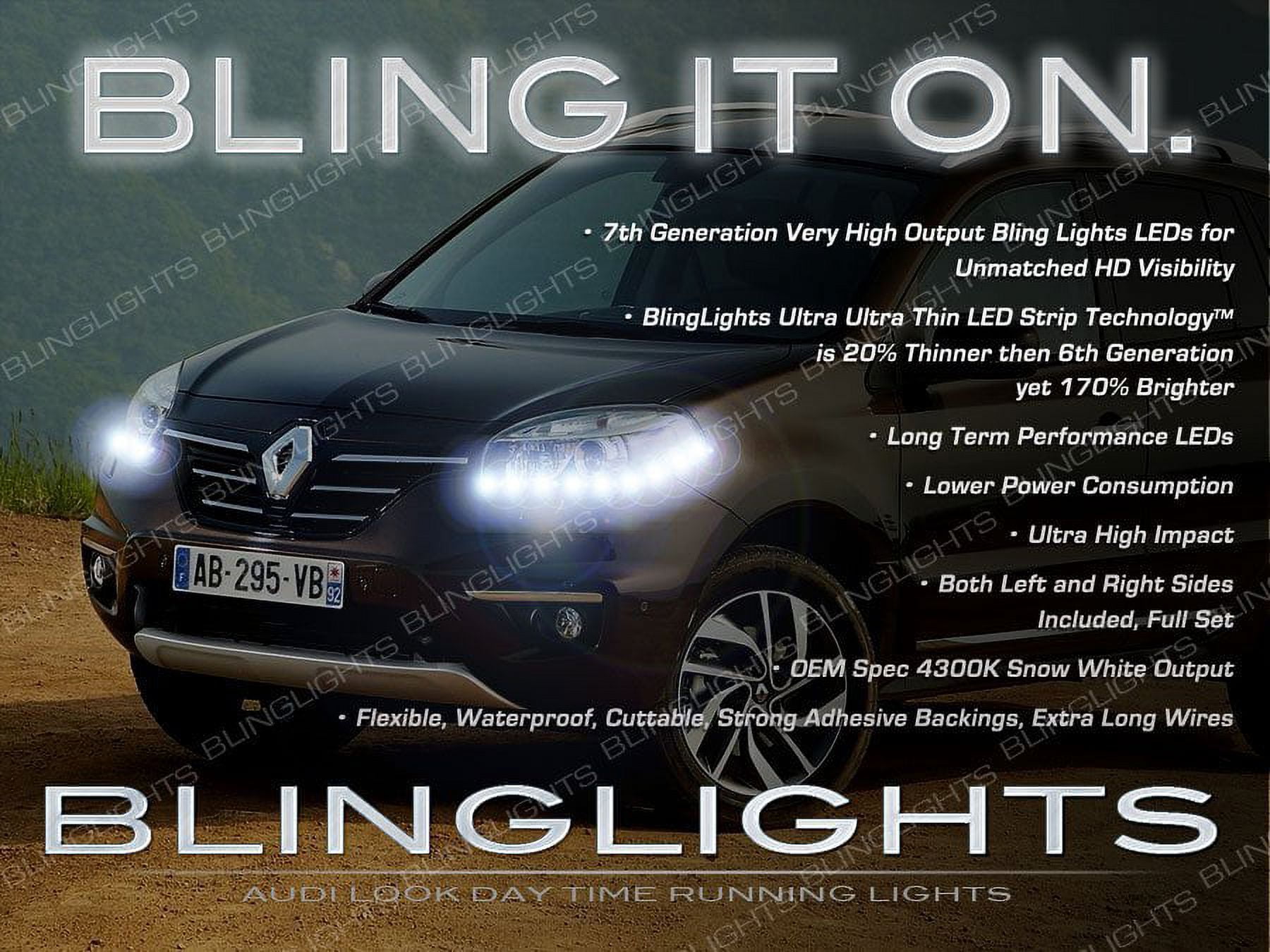 Renault Samsung QM5 LED DRL Head Light Strips Day Time Running Lamps Kit - Walmart.com