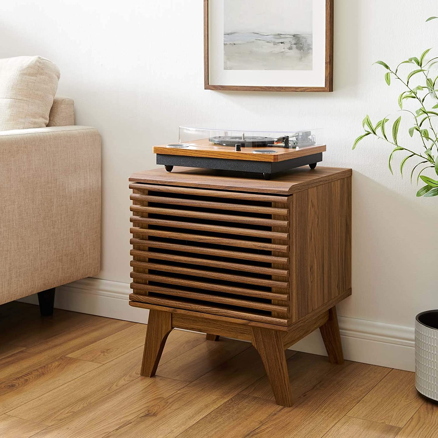 Render Mid-Century Modern 19" Vinyl Record Display Stand in Walnut 19 ...
