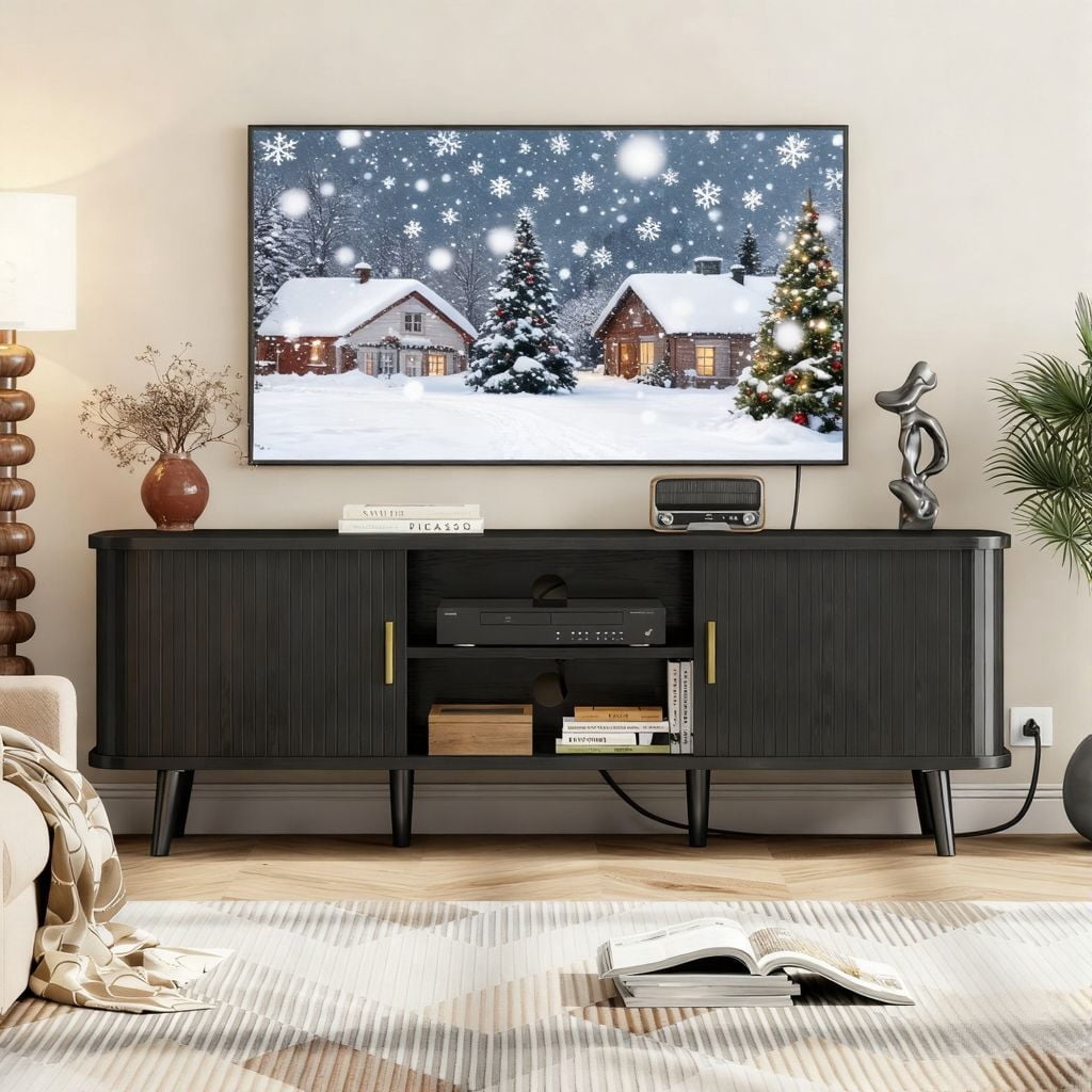 Laintene 59" TV Stand with Power Outlet for TVs up to 65 Inch ...