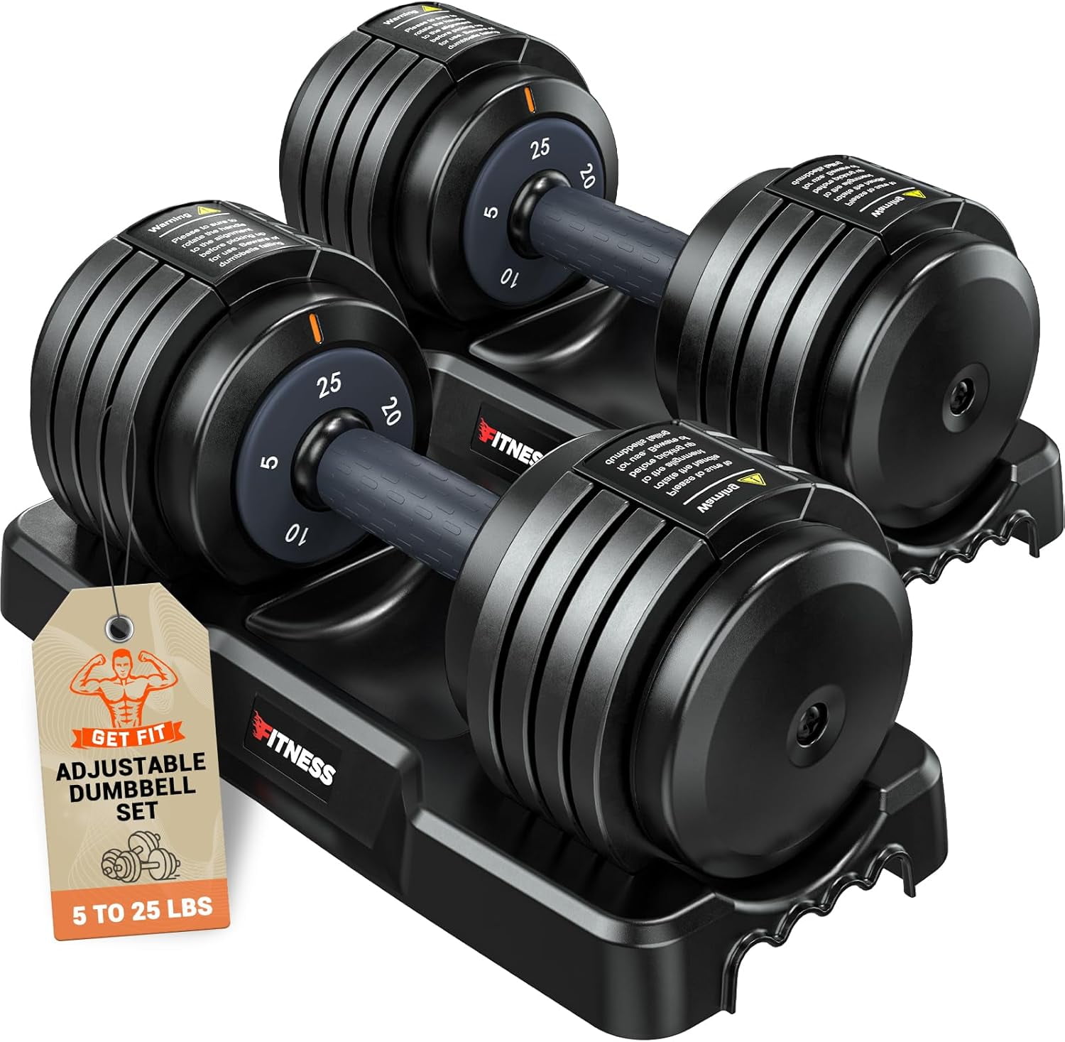 Rendpas Adjustable Dumbbells Set of 2, 1-Sec Adjustable Weights ...