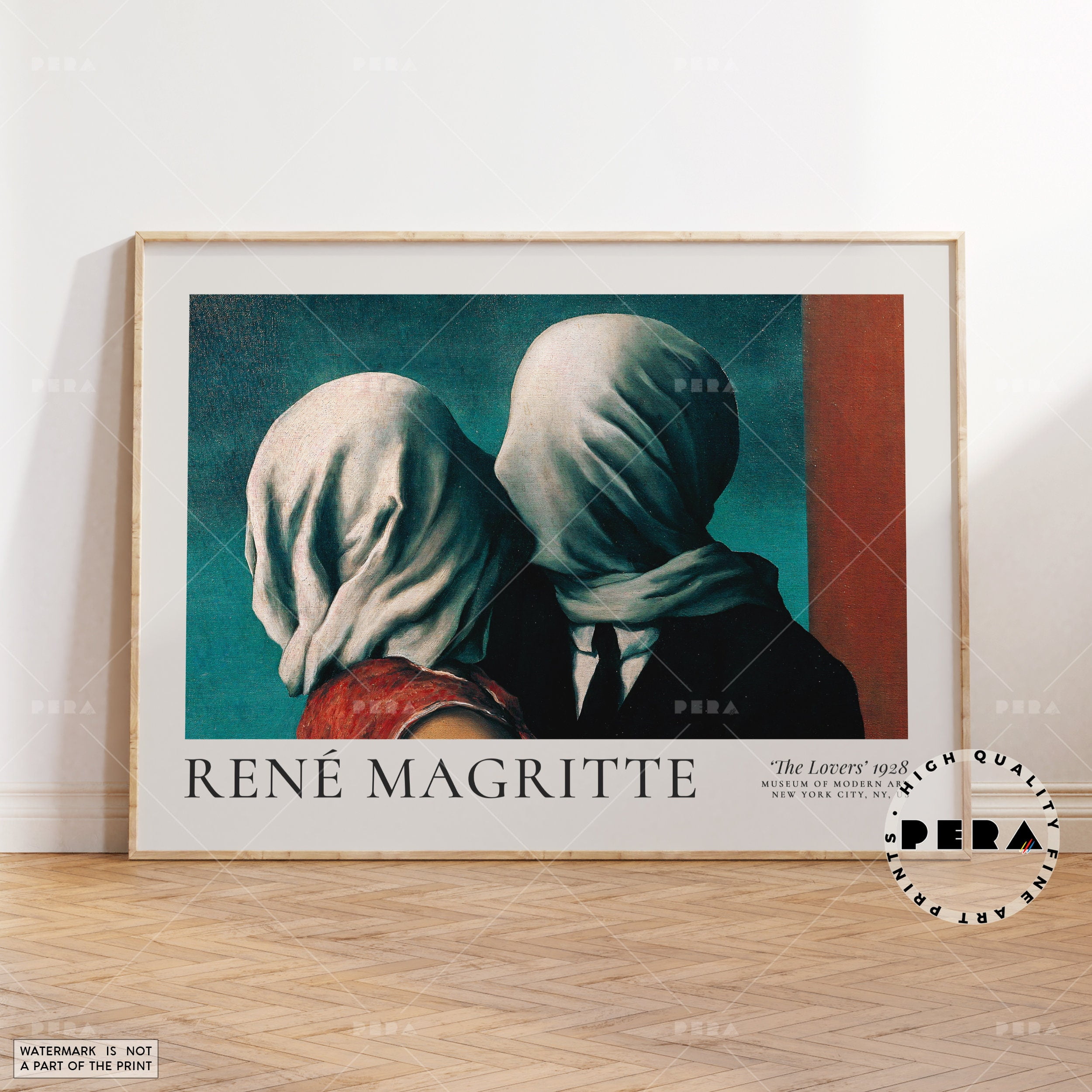 Rene Magritte Print, The Lovers 1928, Magritte Art Poster, Exhibition ...