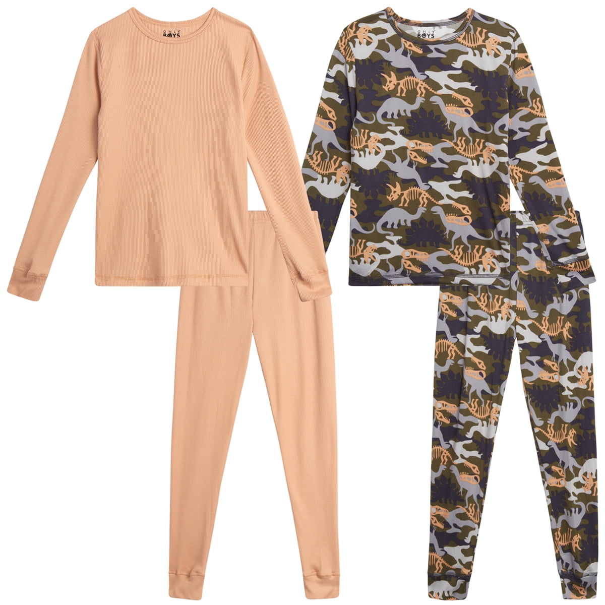 Only Boys Pajama Set - 4 Piece Snug Fit Long Sleeve Sleep Shirts and Pajama Pants for Boys (2T ...