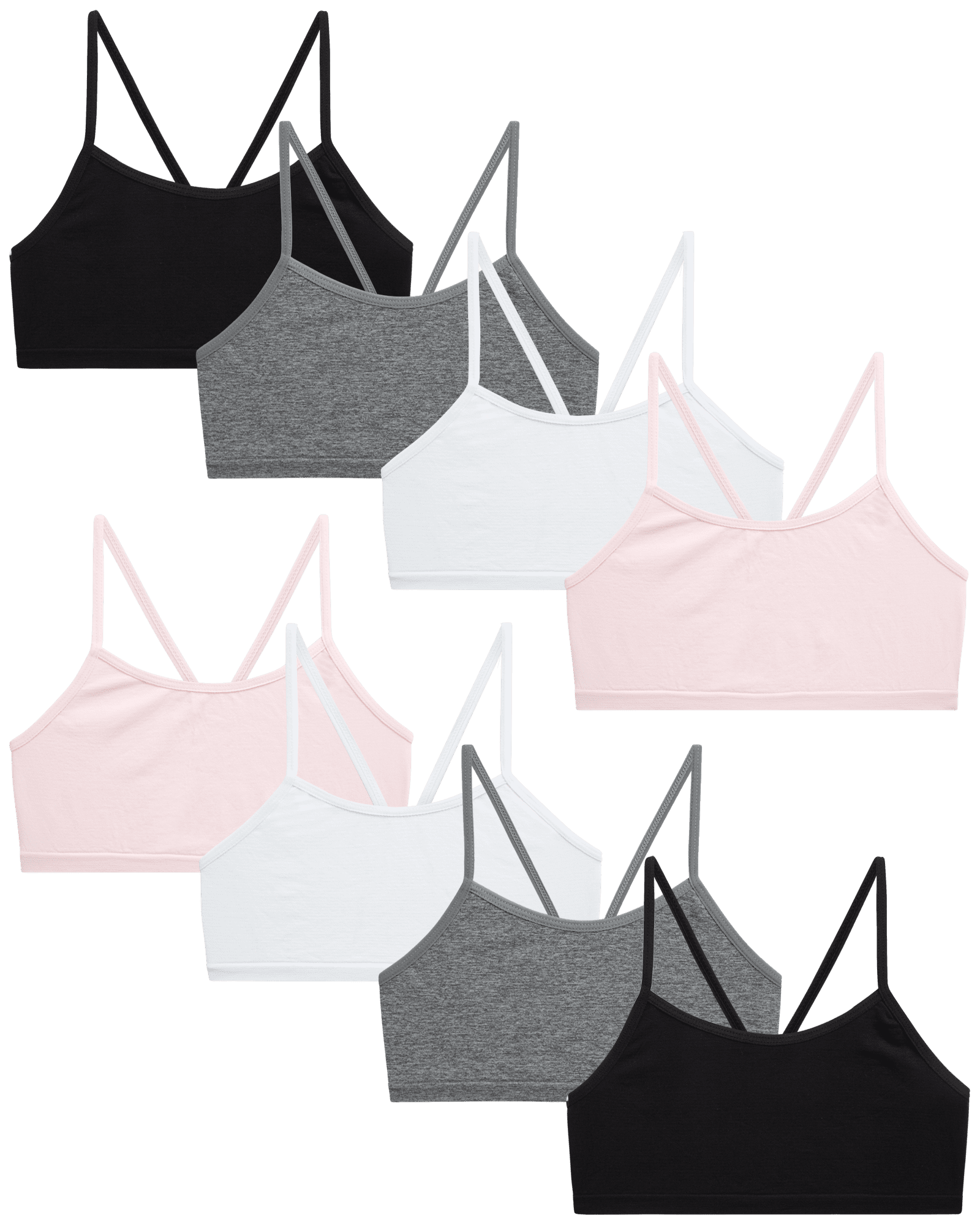 Rene Rofe Girls' Training Bras - 8 Pack Soft 4-Way Stretch Seamless ...