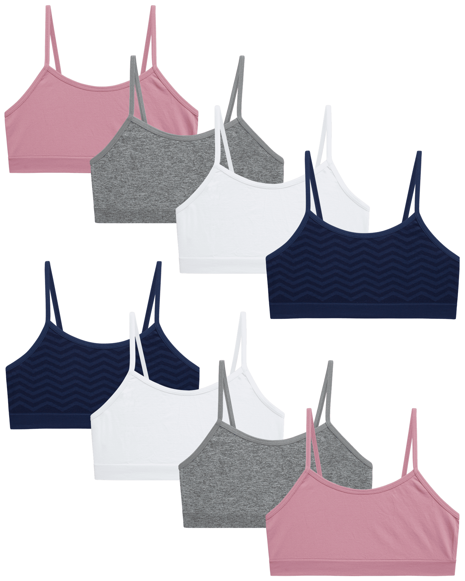 Rene Rofe Girls' Training Bras - 8 Pack Soft 4-Way Stretch Seamless ...