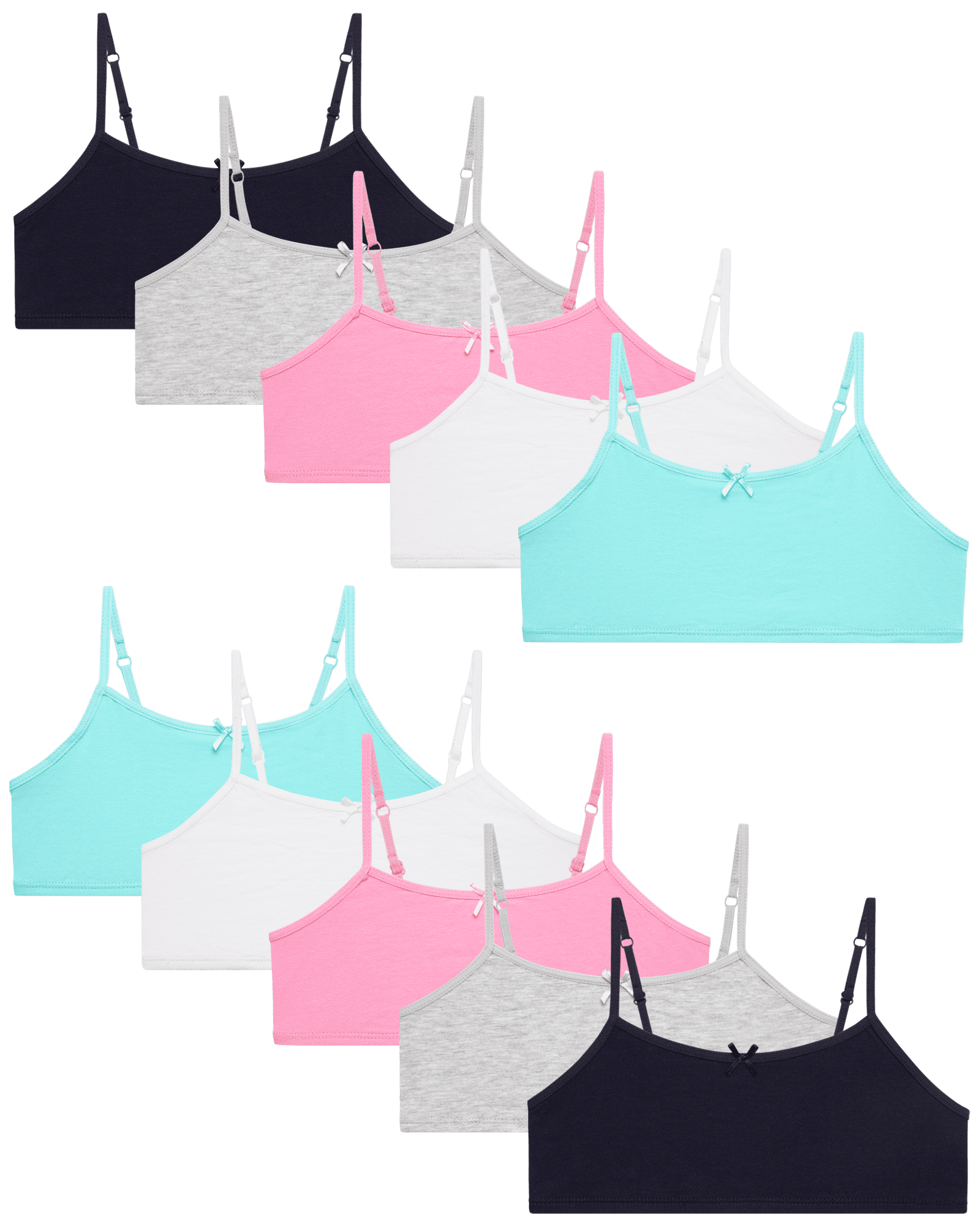 Rene Rofe Girls' Training Camisole Bralette, 10 Pack Stretch Cotton ...