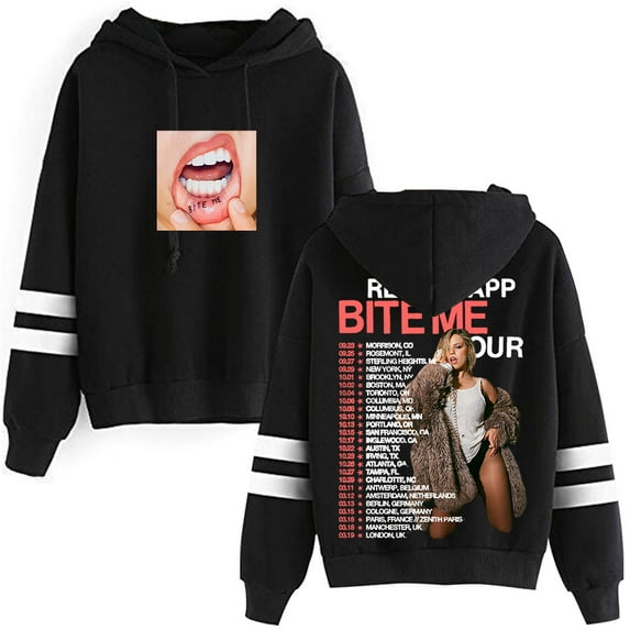 Renee Rap Bite Me Tour 2025 Pullover Hoodies Pocketless Parallel Bars Sleeve Streetwear ...