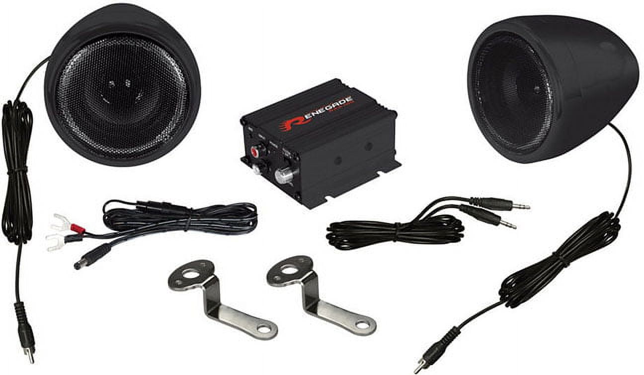 Renegade Motorcycle Kit Speaker and Amplifier 100W Max Black - Walmart.com
