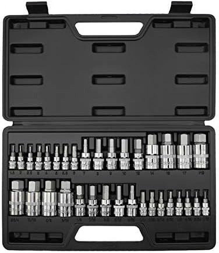 Renekton Master Hex Bit Socket Set Allen Wrench Bit Kit, 1/2" 3/8" 1/4" Drive, SAE and Metric ...