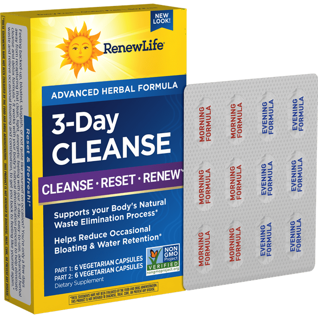 Renew Life 3-Day Cleanse, Digestive System & Colon Cleaner, Detox, Gut ...