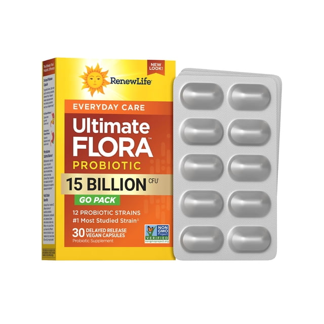 Renew Life Everyday Probiotic Pills, 30 Vegetarian Capsules, 15 Billion ...