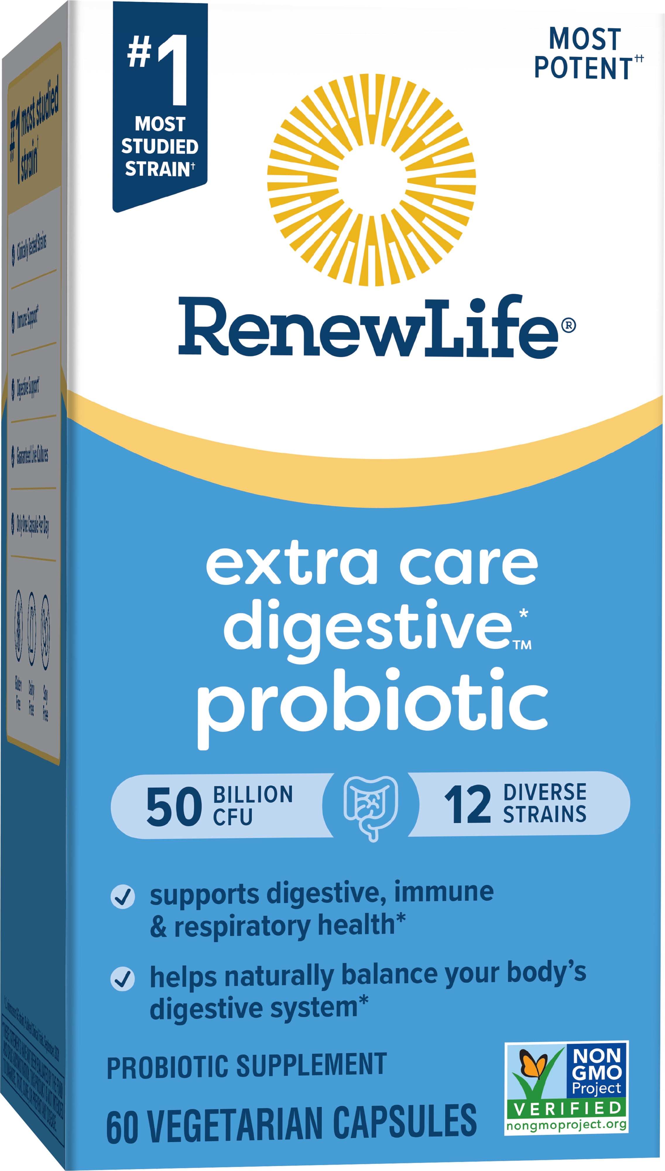 Renew Life Daily Extra Care Digestive Probiotic, 50 Billion CFU, 60 ...