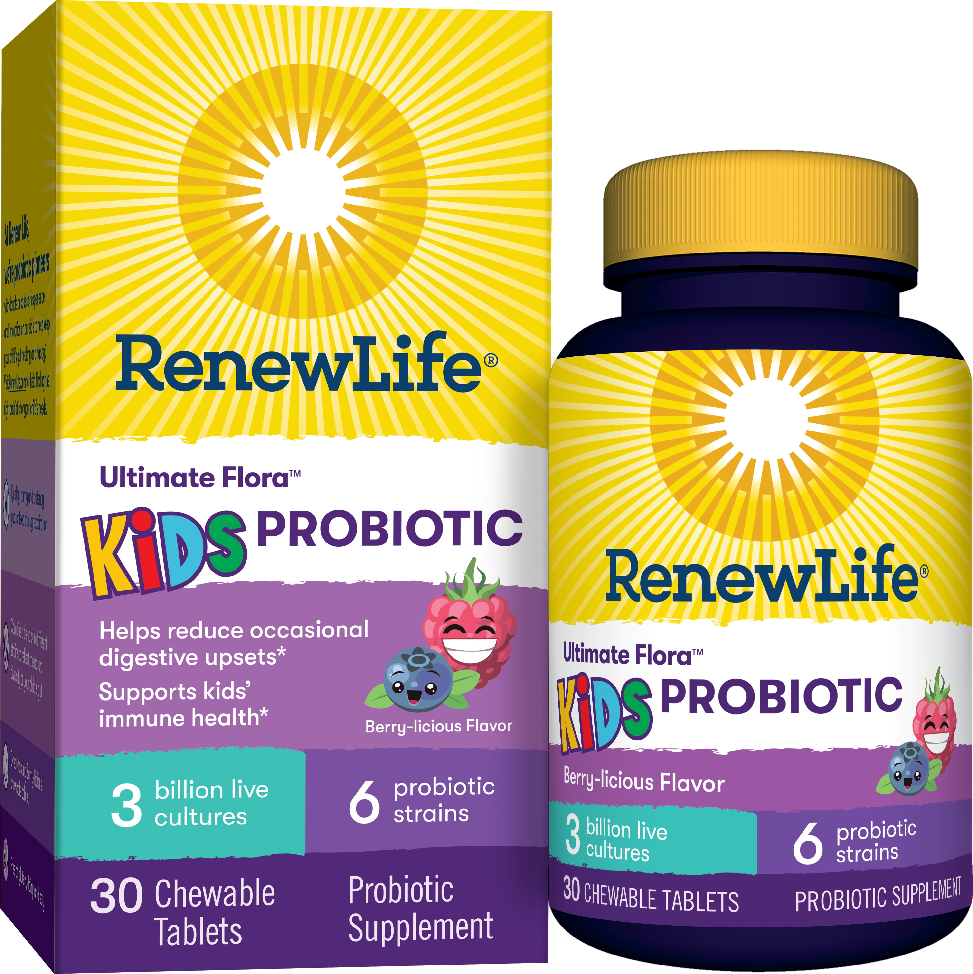 Renew Life Kids Chewable Probiotic for Immune Support, 3 Billion CFU ...