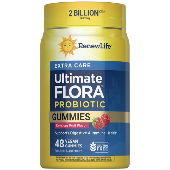 Renew Life Gummy Probiotic for Digestive and Immune Health, Raspberry ...