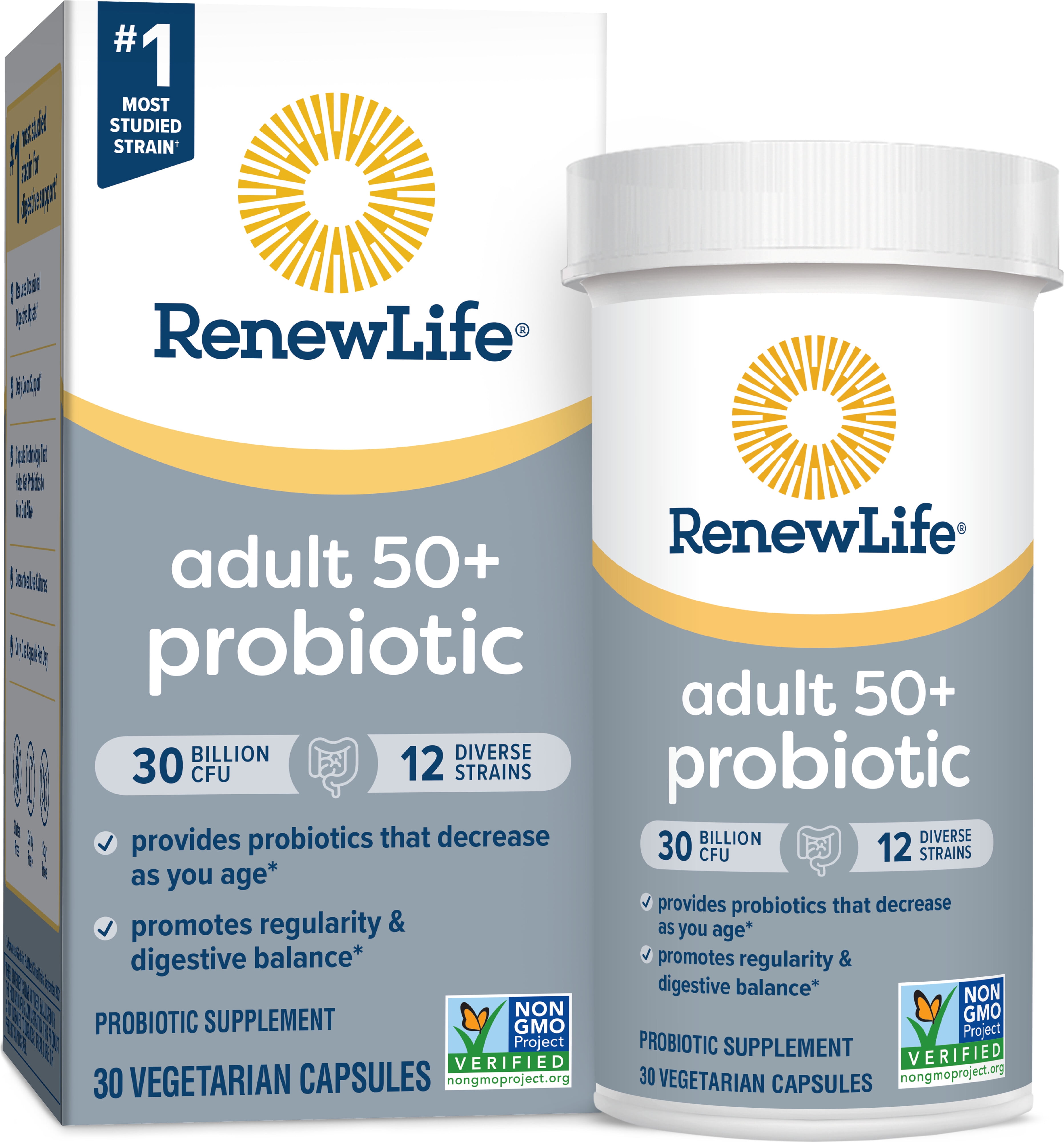 Renew Life Probiotic Adult 50 Plus Supplement, 30 Vegetarian Probiotic ...
