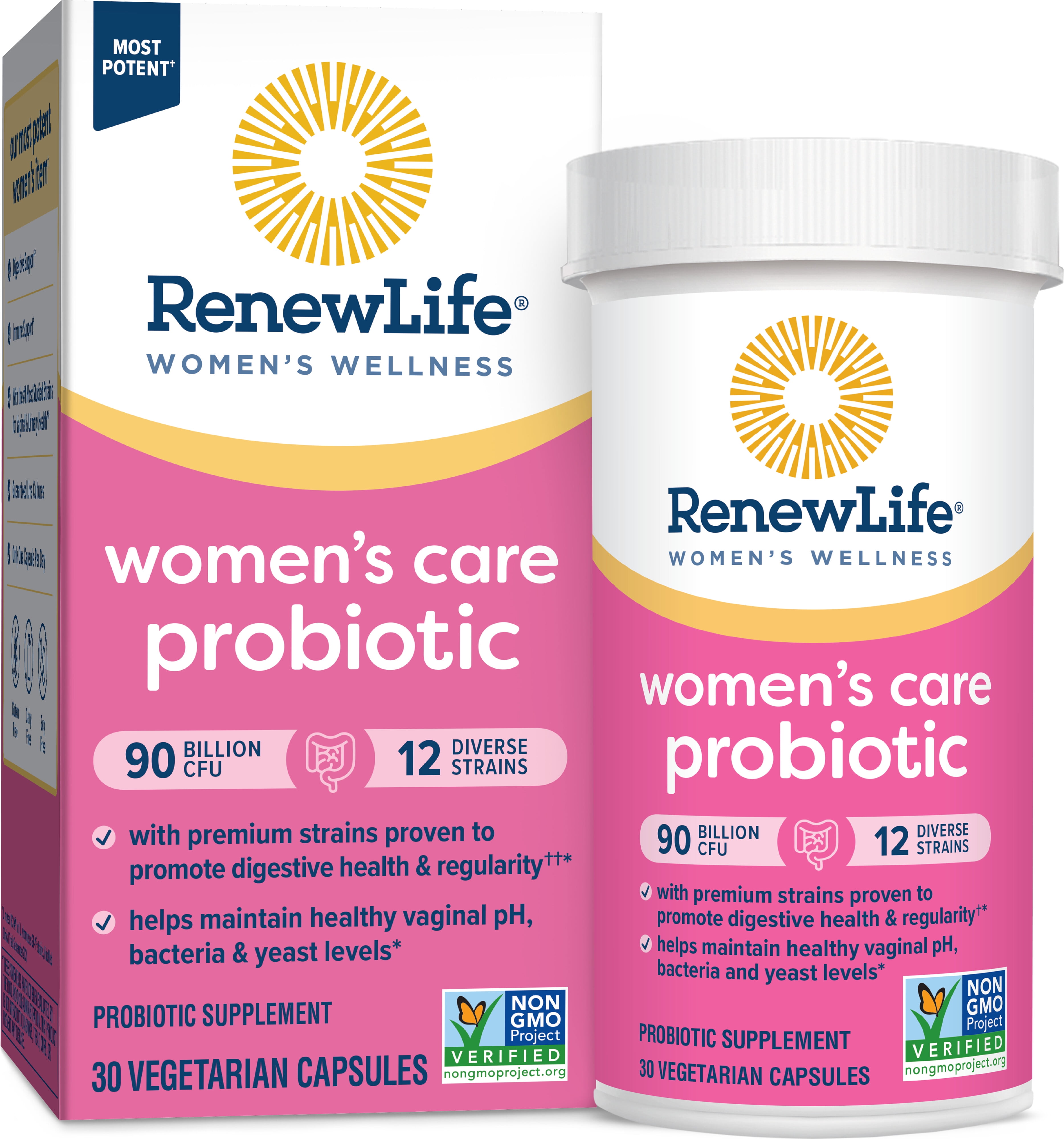 Renew Life Women's Probiotic, 30 Capsules, 90B CFU, 12 Strains for ...