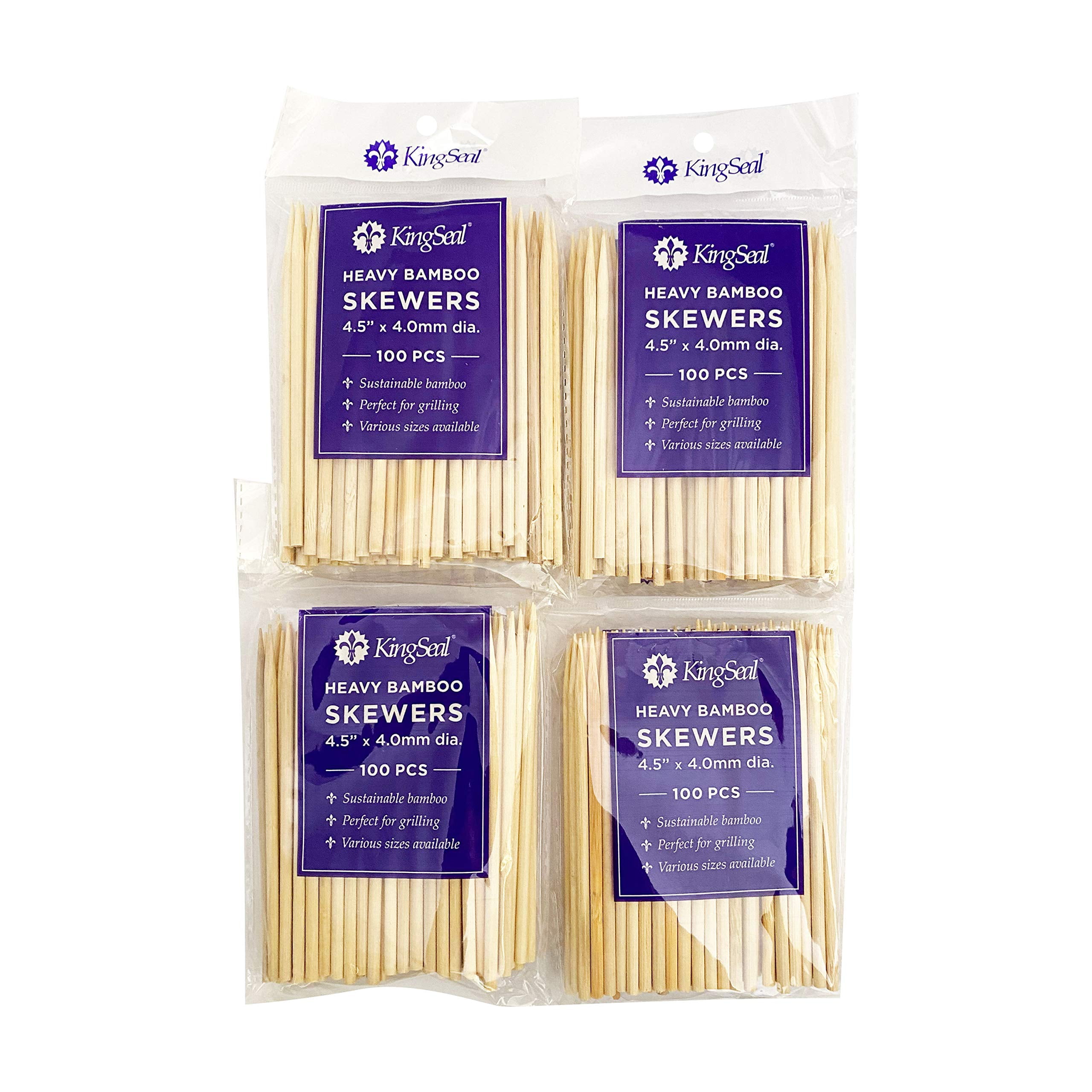 Renewable Bamboo Heavy Duty Skewers, Sticks, 4.5 Inches x 3.8 mm ...