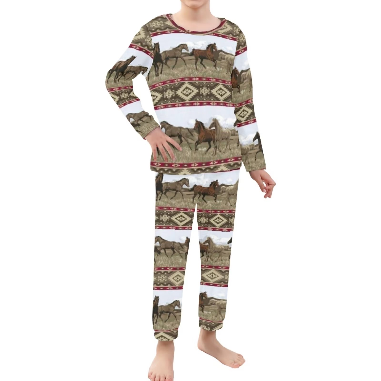 Renewold 2 PCS Loose Fitting Nightwear for Kids Boys Southweat Aztec ...