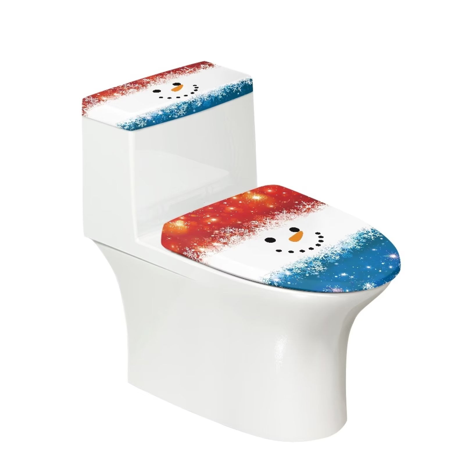 Renewold 2 Packs Red Blue Snowman Toilet Tank Lid Covers Set Christmas ...