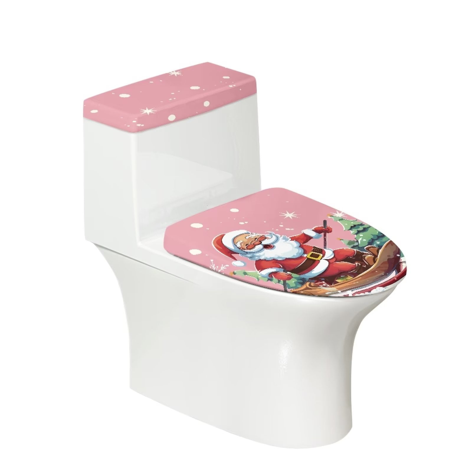 Renewold 2 Pieces Rowing Santa Toilet Dust Cover Set Christmas Tank Lid ...