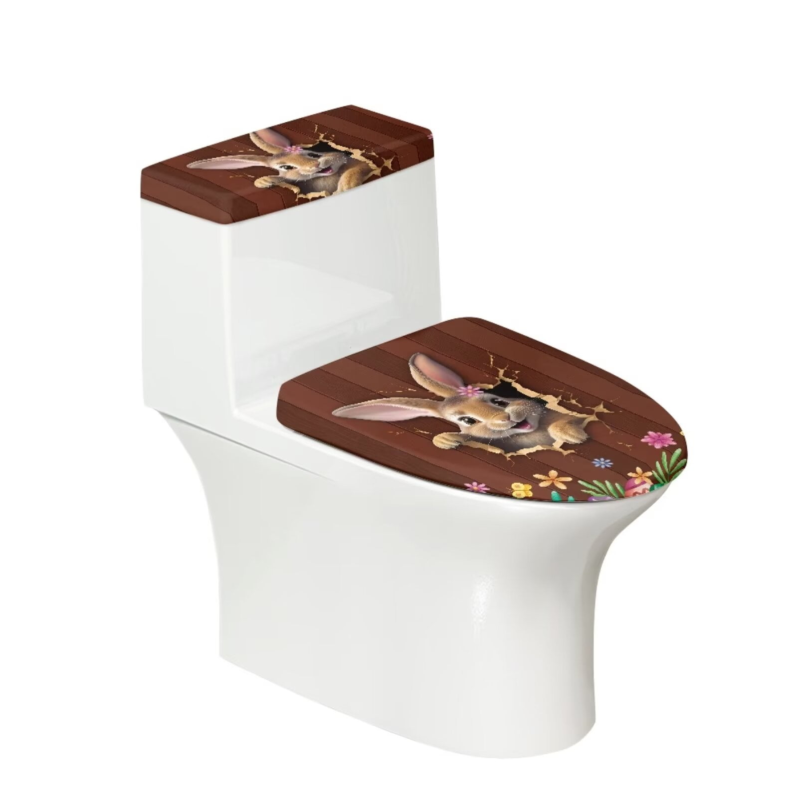 Renewold 3D Rabbit Flower Toilet Lid Cover Elongated Reusable Toilet ...