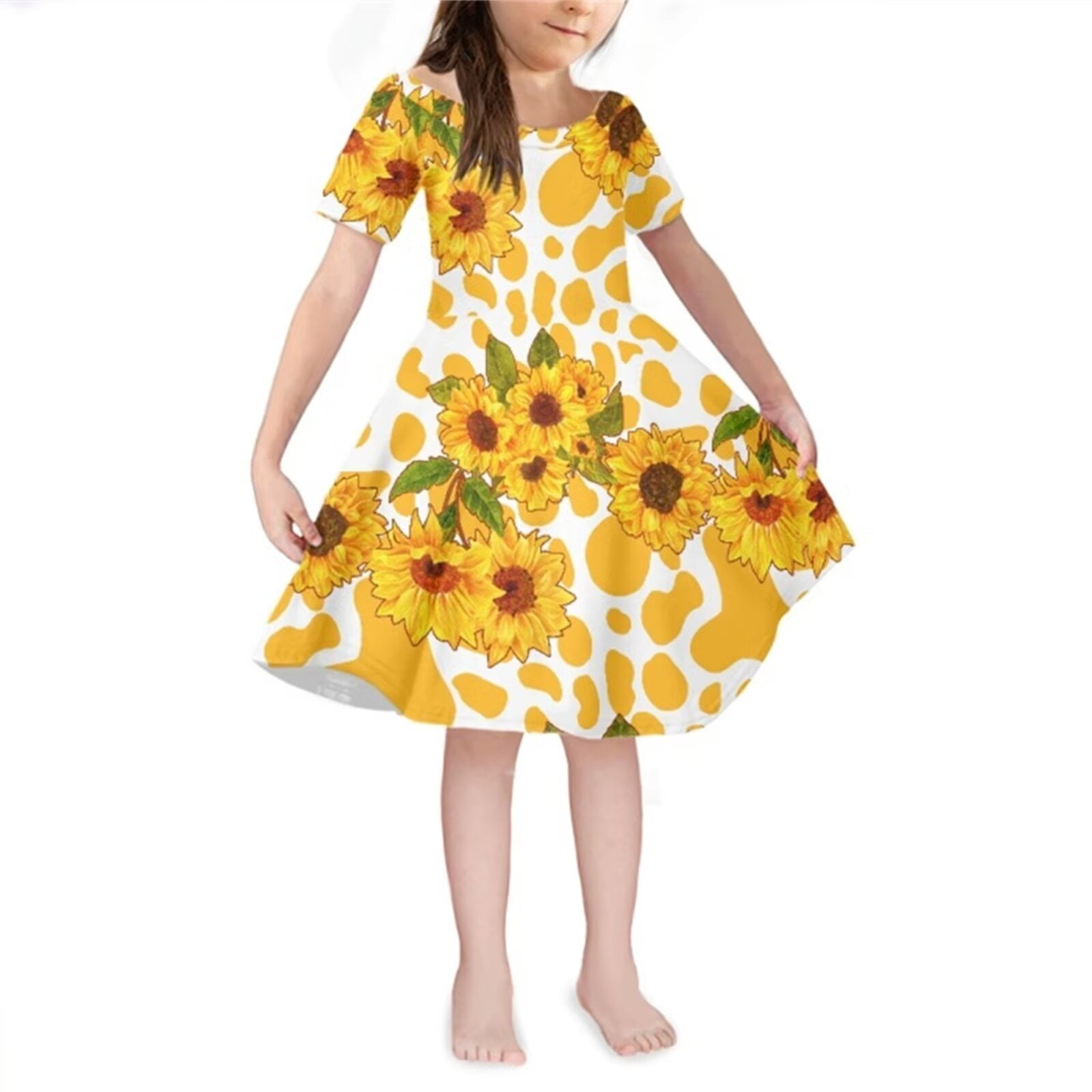 Renewold 7-8 Years Toddler Kid Girls Dress for Summer Spring Sunflowers ...