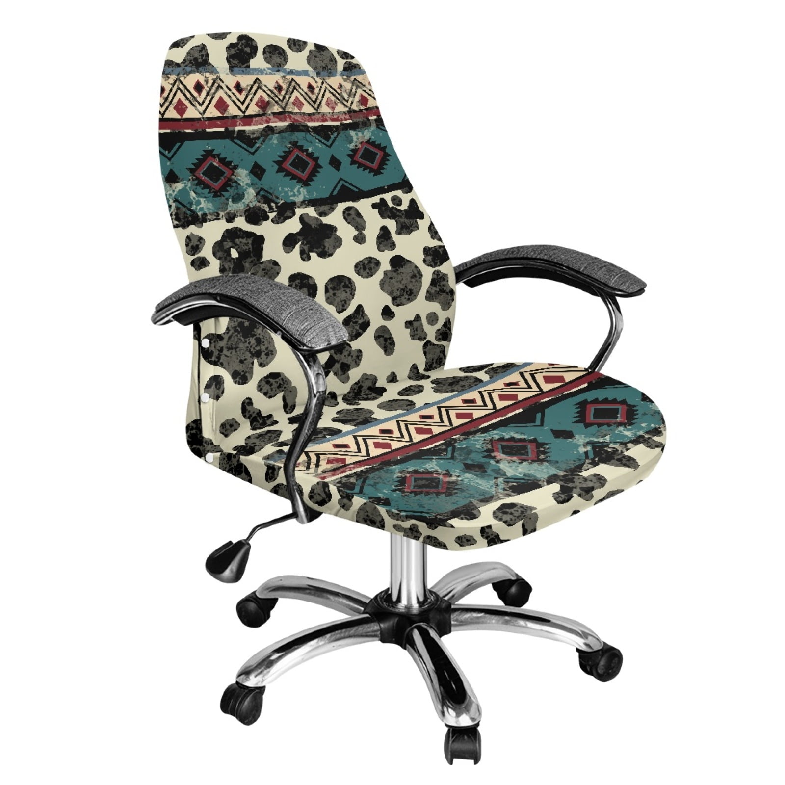 Renewold American Tribal Cow Print Vintage Home Office Chair Cover for ...