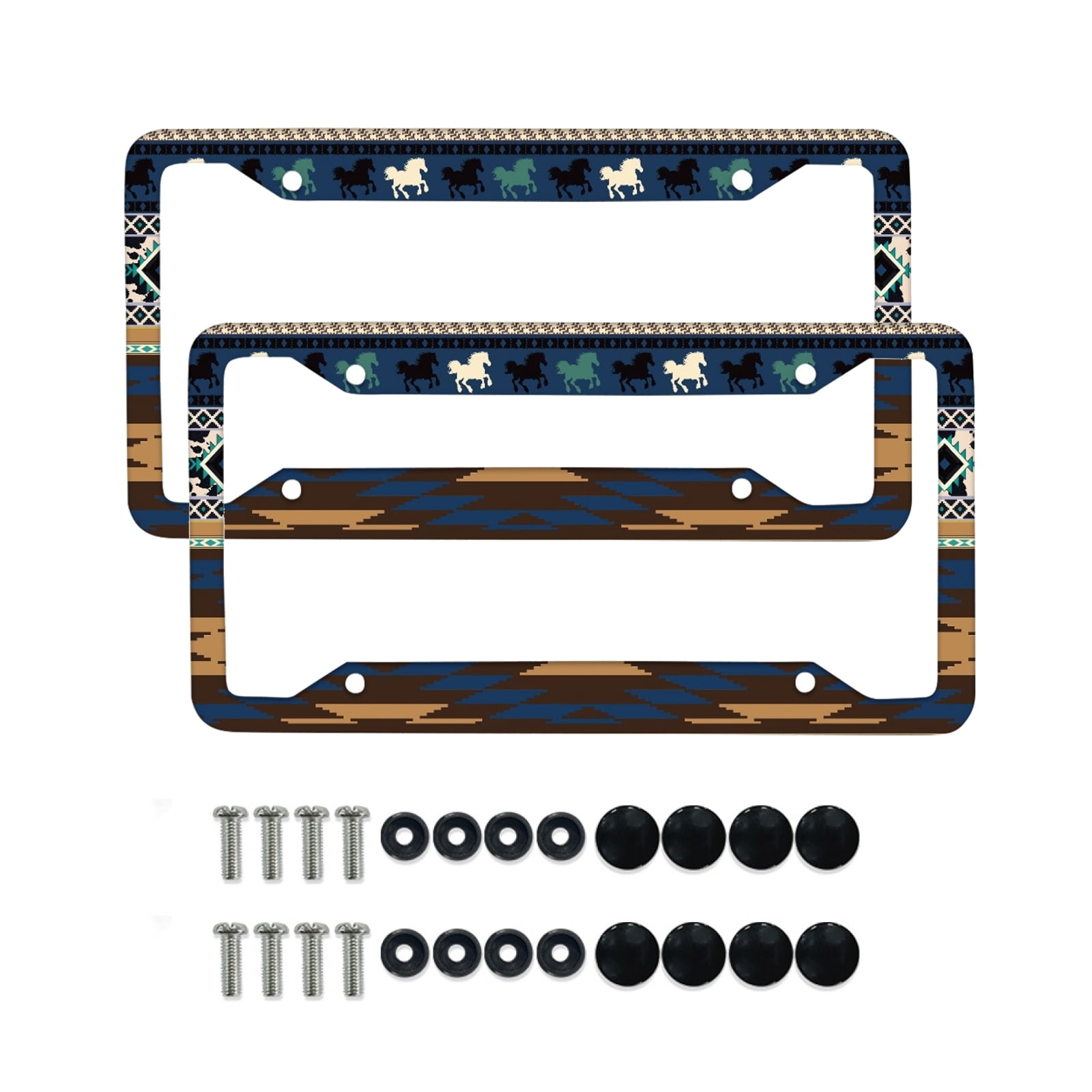 Renewold American Tribal Horse Dark Blue Car License Plates Frame ...