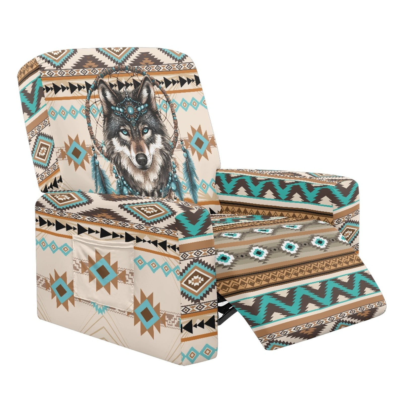 Renewold American Tribal Wolf Dream Catcher Reclining Sofa Cover Heavy ...