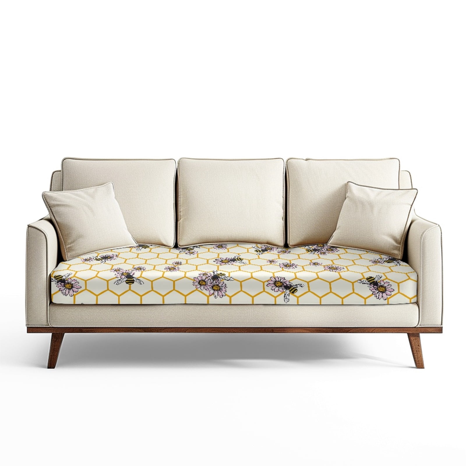 Renewold Bee Daisy Honeycomb Couch Seat Cover Sofa Seat Slipcover ...