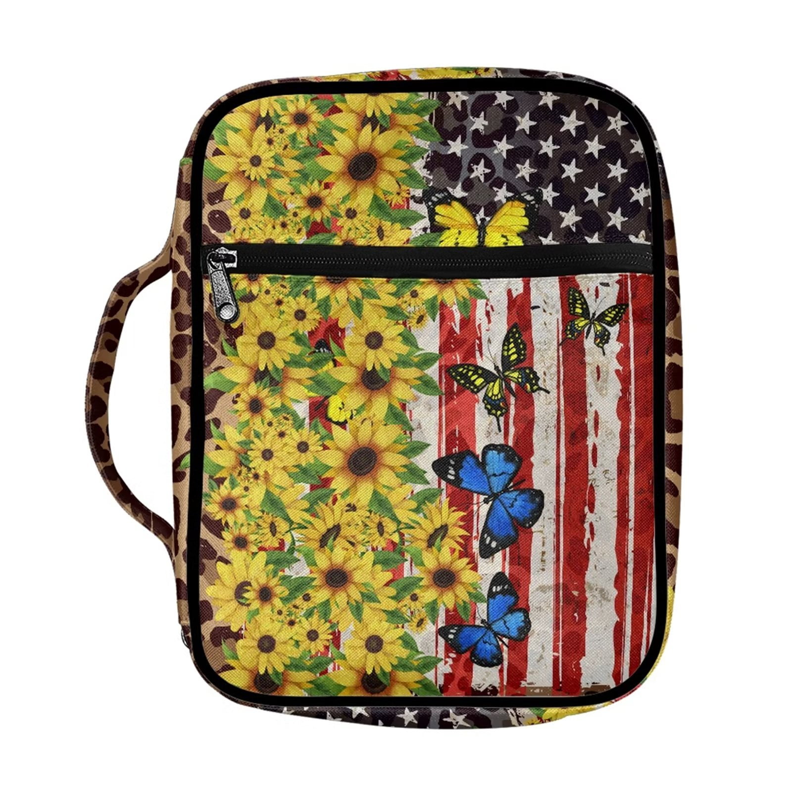 Renewold Bible Bag Reusable US Flag Butterfly Sunflower for Study Items ...