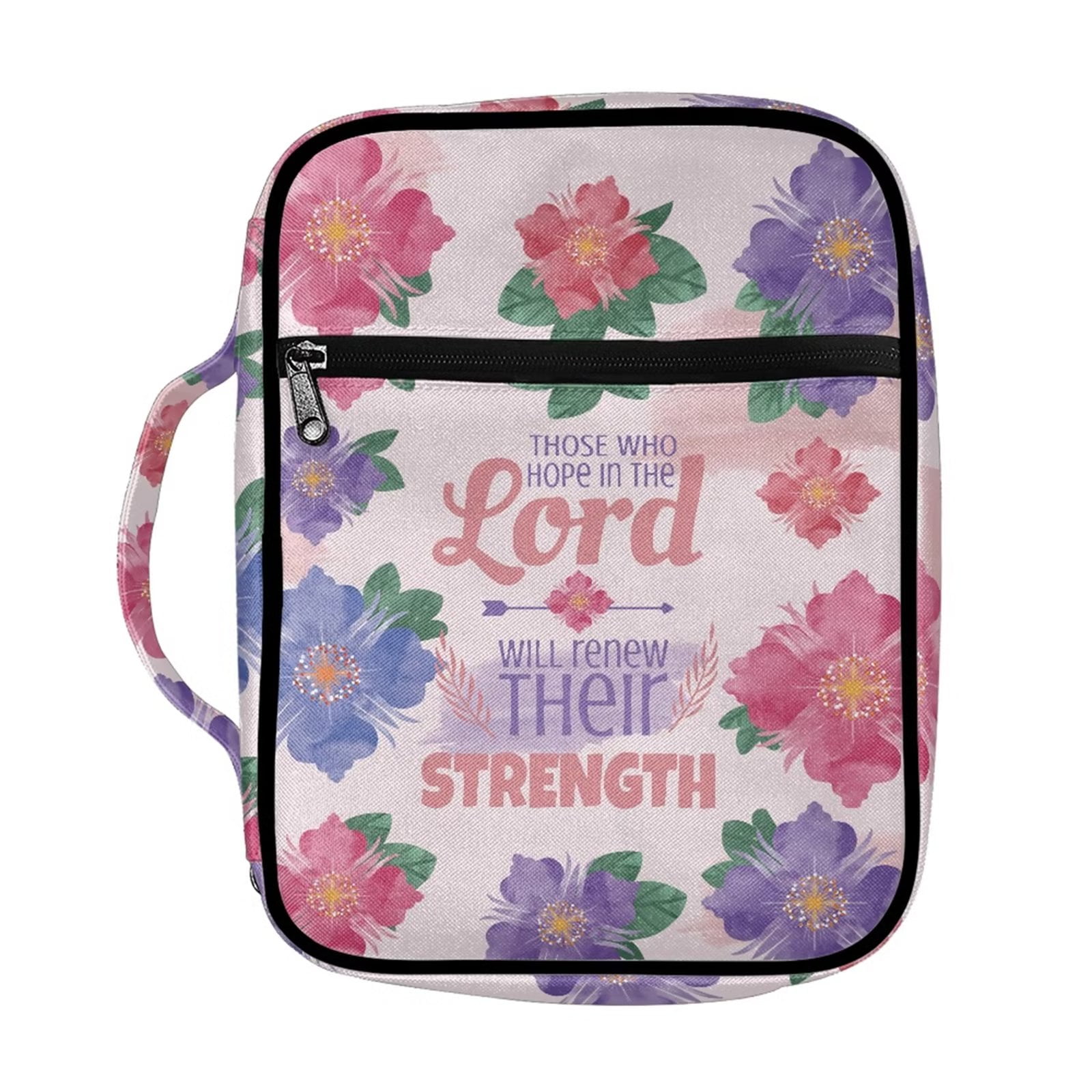 Renewold Bible Bag Vintage Flower Letters for Boys Girls Kids Church Handbag Zippered Pocket ...