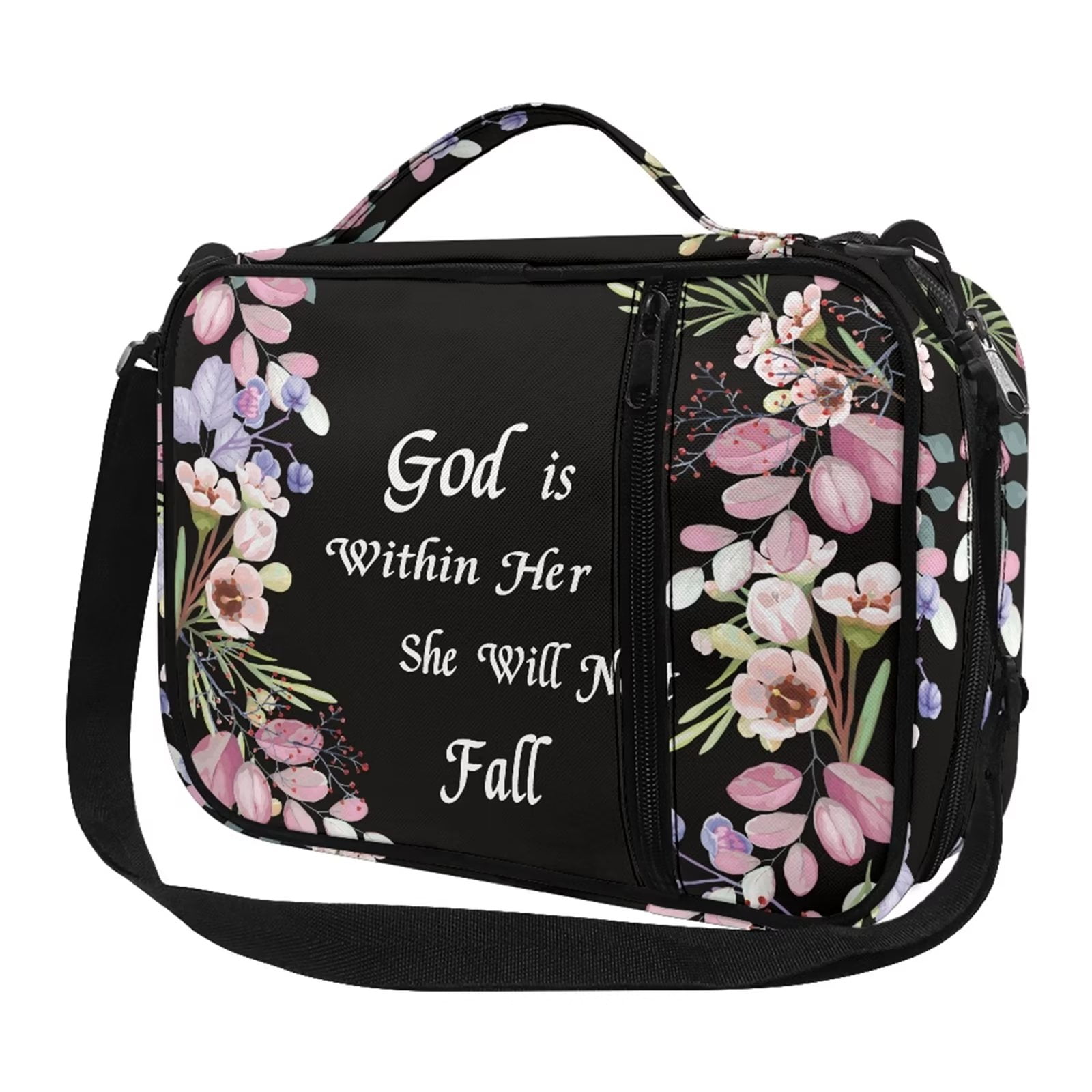 Renewold Bible Bags with Shoulder Strap for Women Pray Church Bag Flower Letters Bible Holder ...