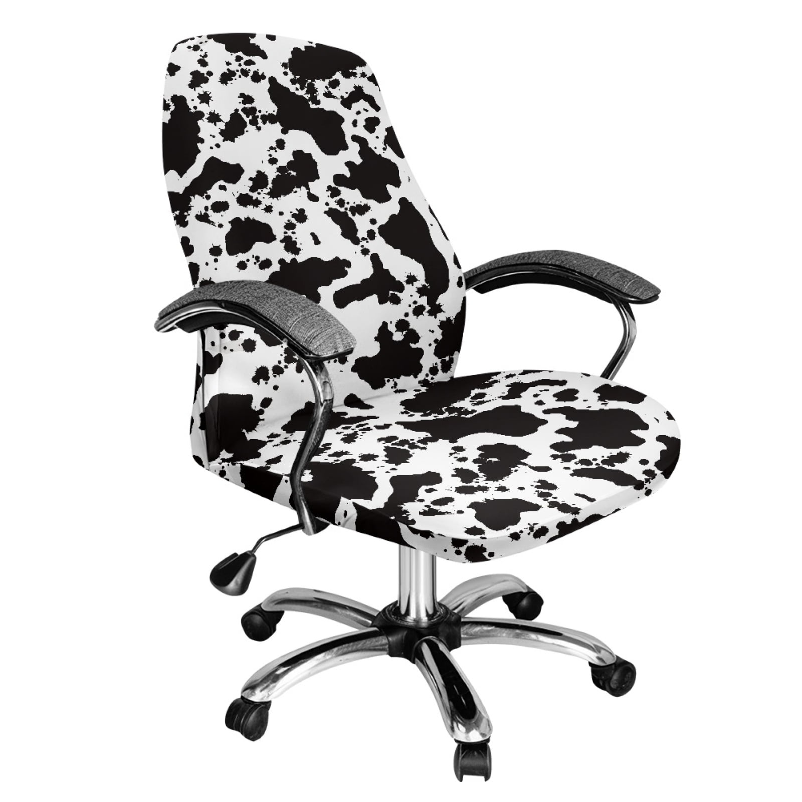 Renewold Black Cow Print Office Chair Cover Removable Rotating Boss ...