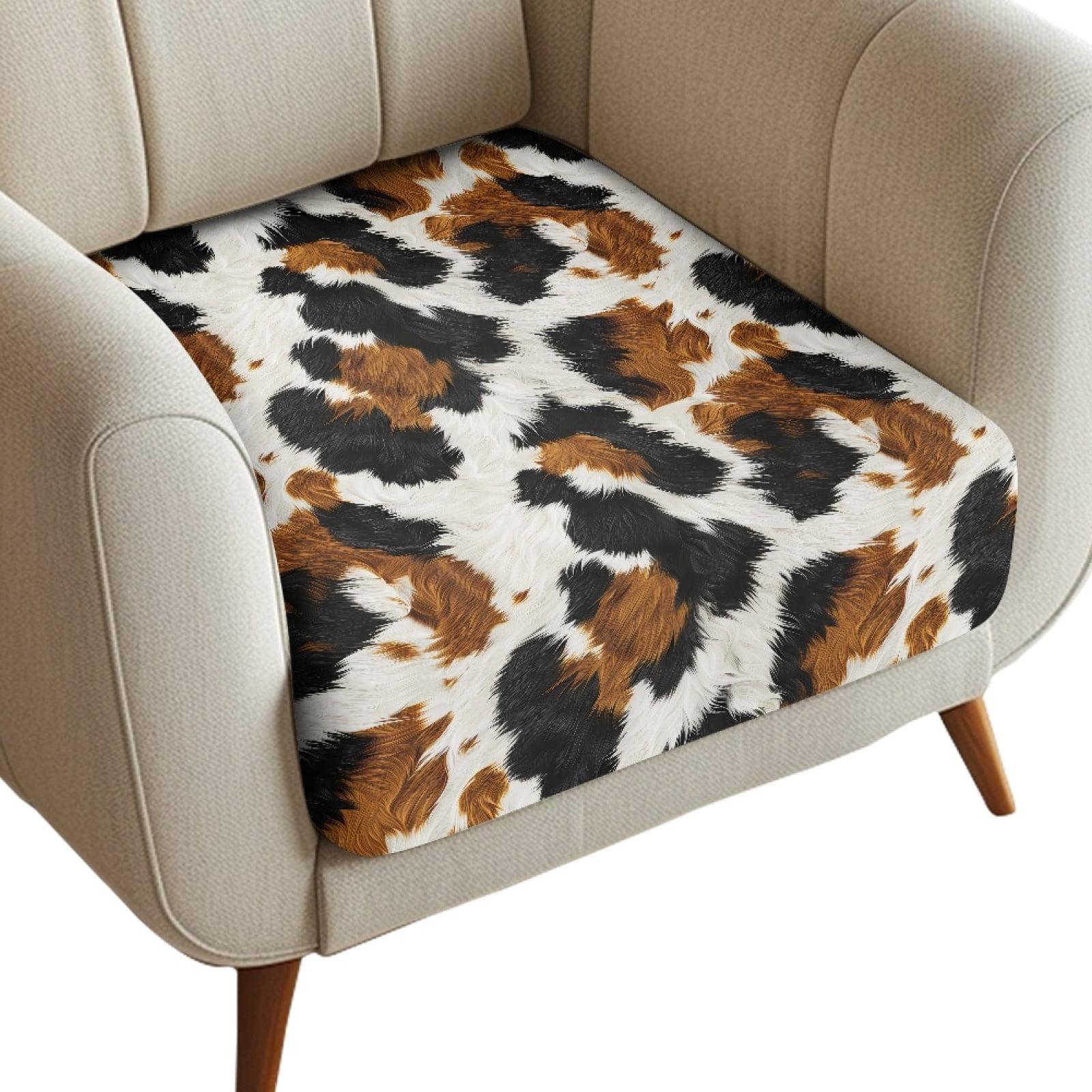 Renewold Black Khaki Cow Print Sofa Seat Slipcover Stretch Sofa Cushion ...