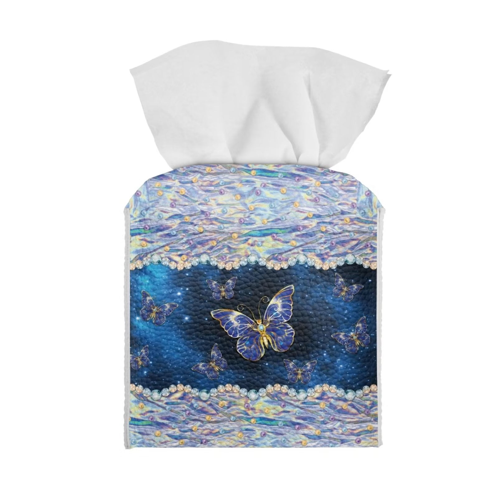 Renewold Blue Butterfly Tissue Box Cover Leather PU Facial Paper ...