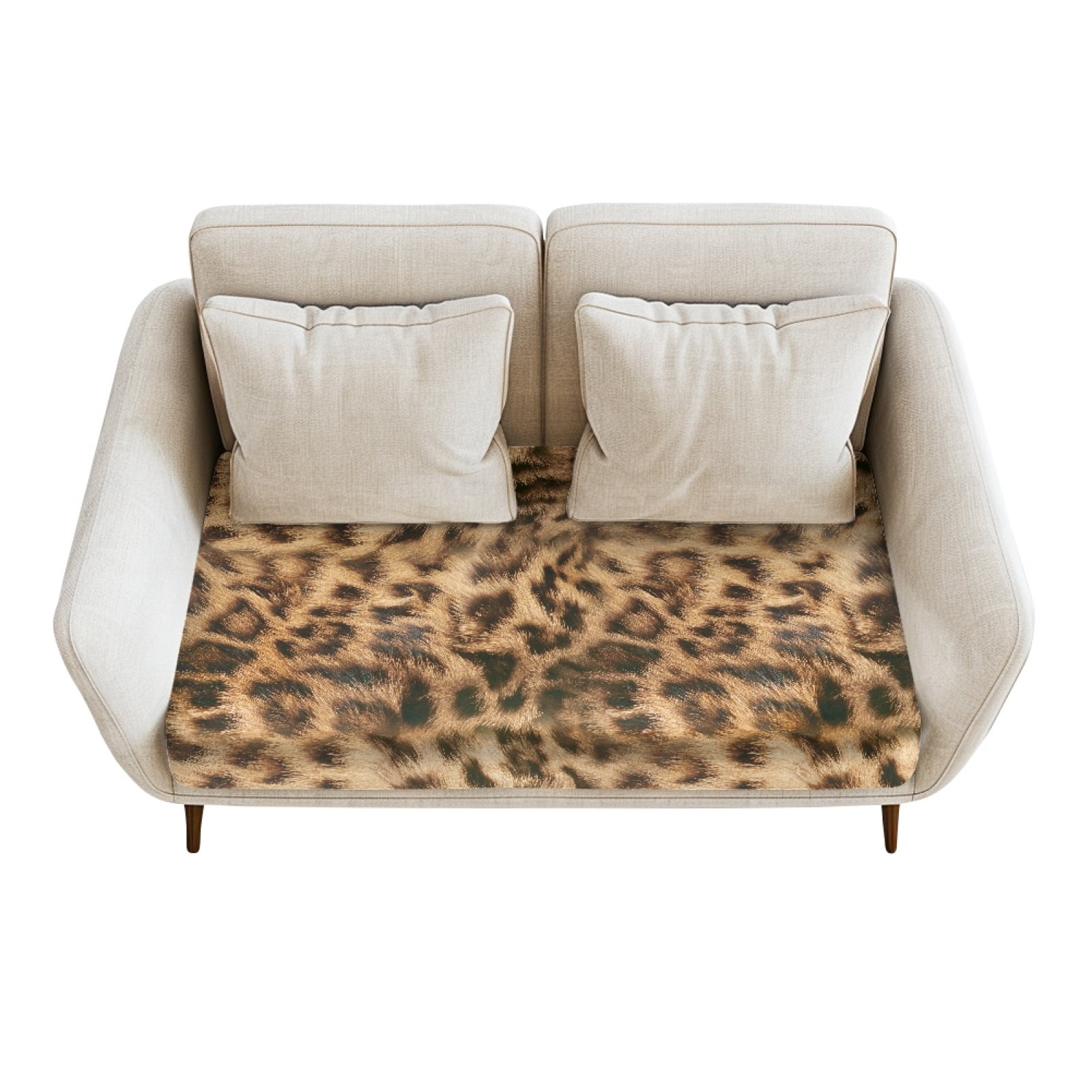 Renewold Brown Cheetah Print Stretch Couch Seat Cushion Cover Separate ...