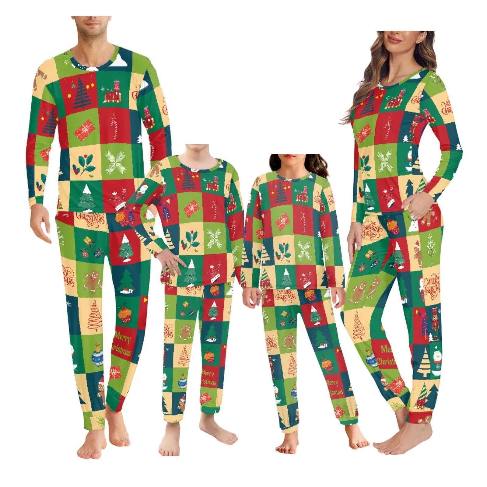 Renewold Buffalo Grid Christmas Family Pajama Matching Set 2pcs Santa ...